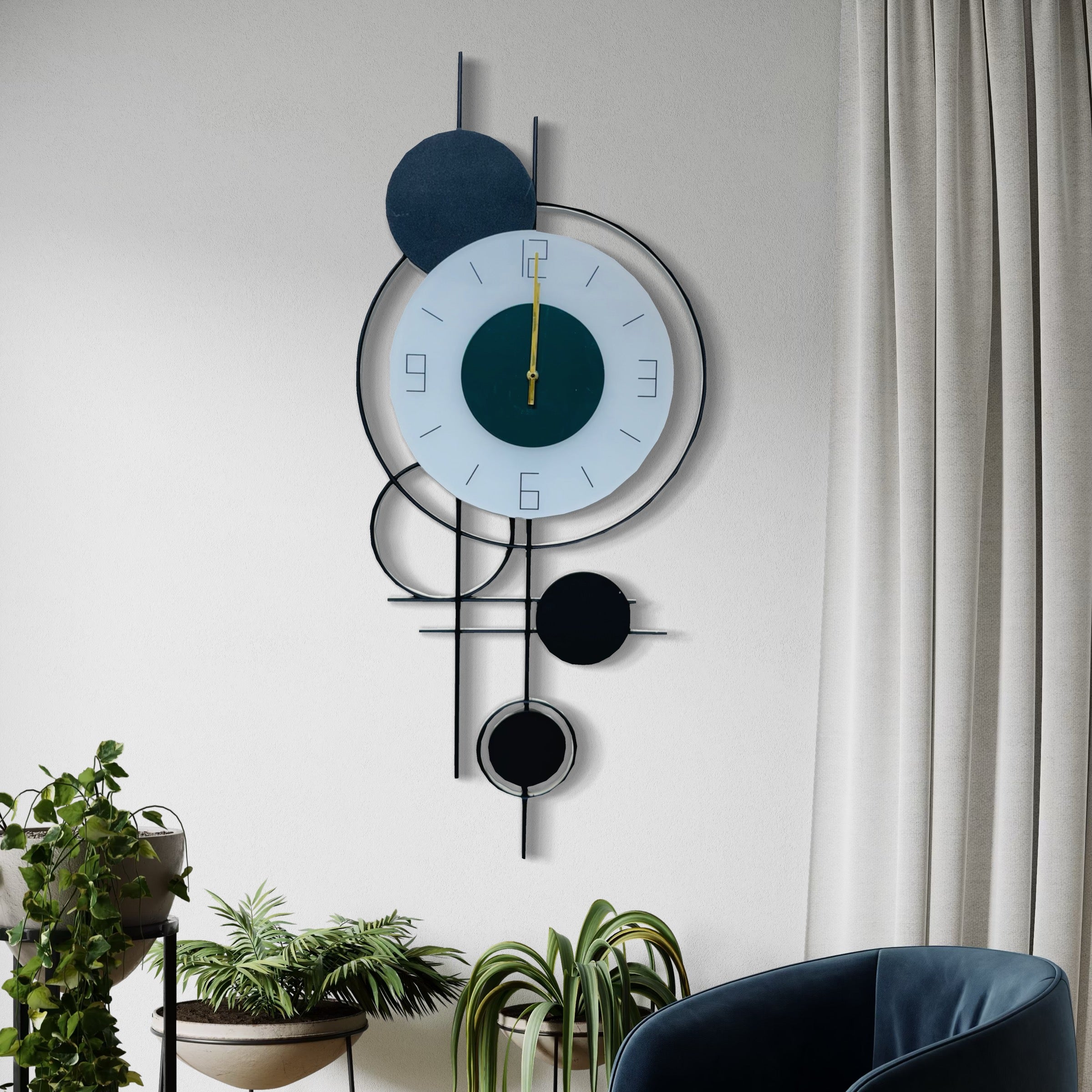 Trendy Wall Clock with Unique Geometric Style for Home, Offce - 80CM X ...