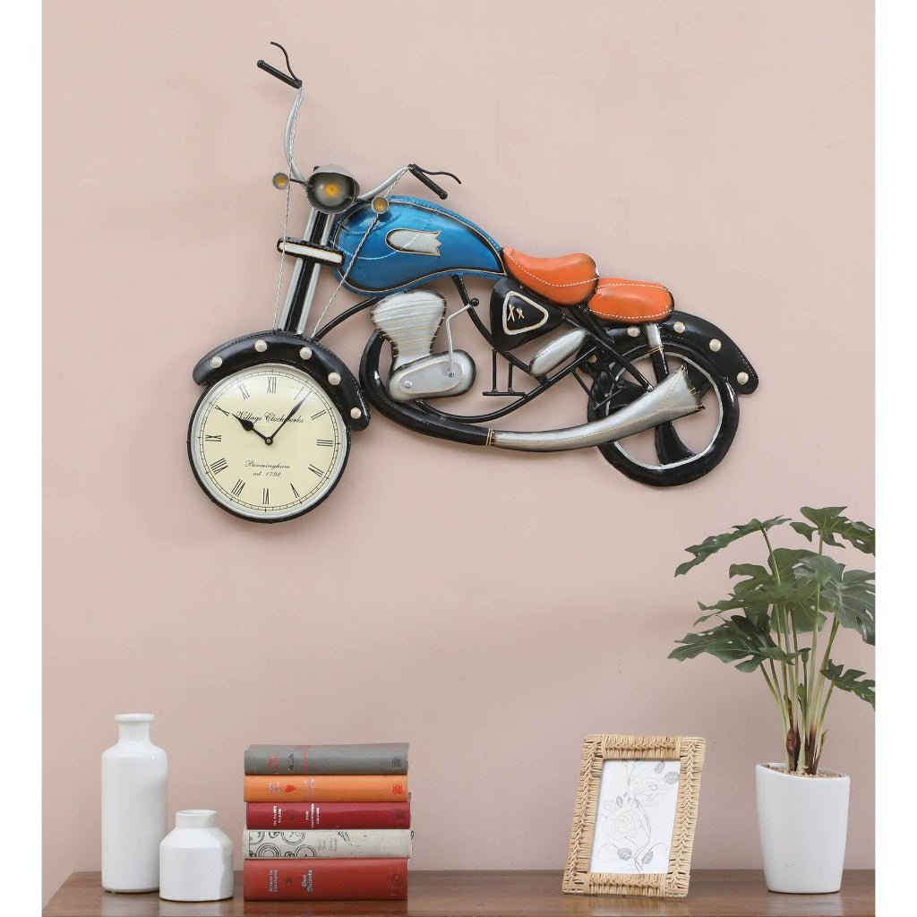 Vintage Motorcycle Wall Clock – Retro Metal Art Timepiece for Home ...